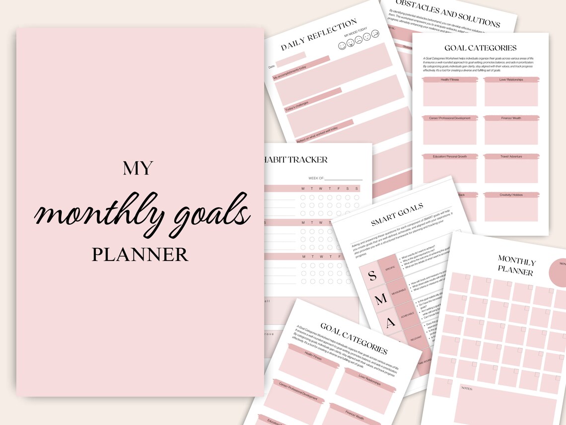 All-in-one Goal Setting Worksheets Bundle, Printable Goal Planner ...