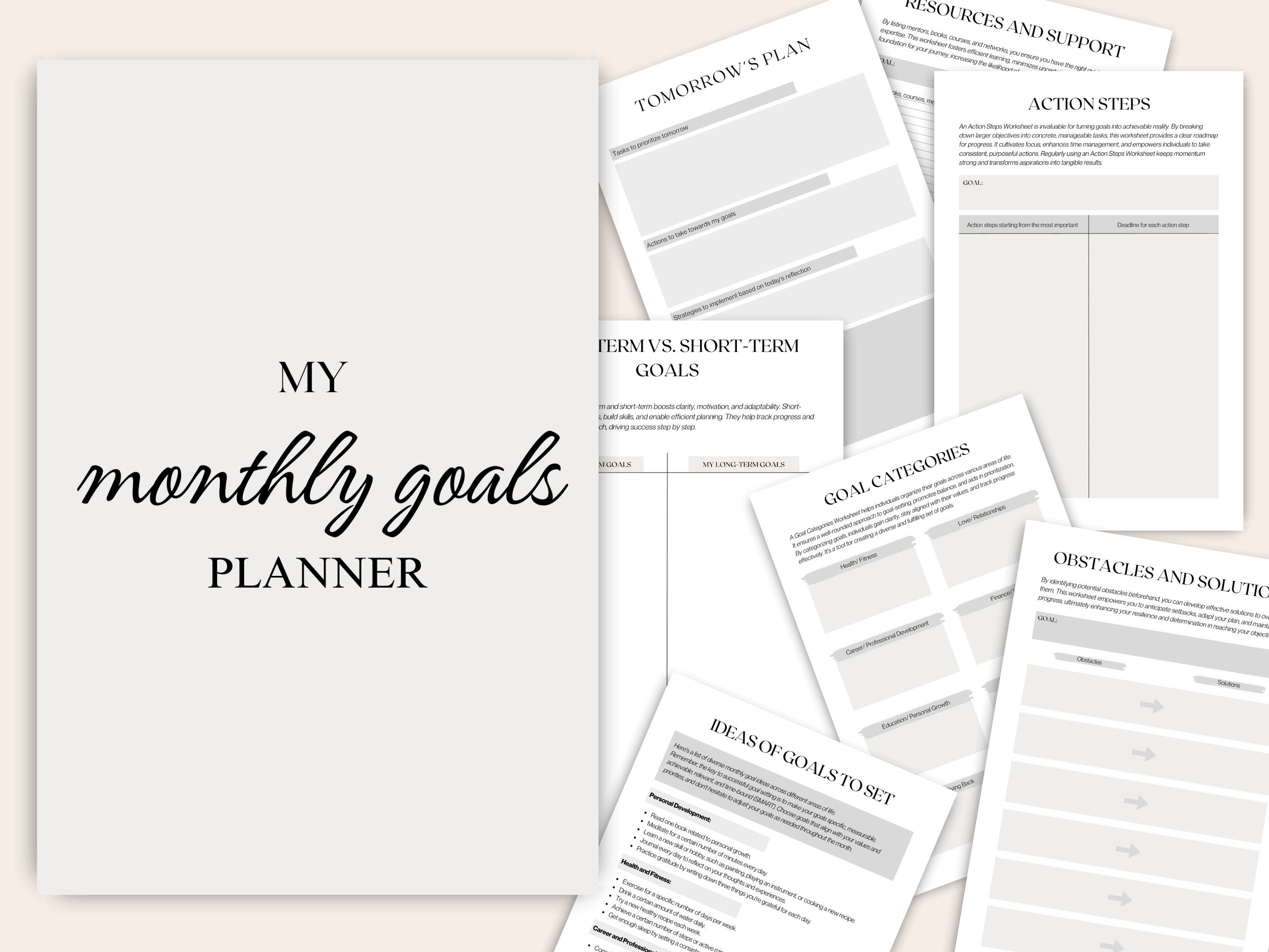 All-in-one Goal Setting Worksheets Bundle, Printable Goal Planner ...
