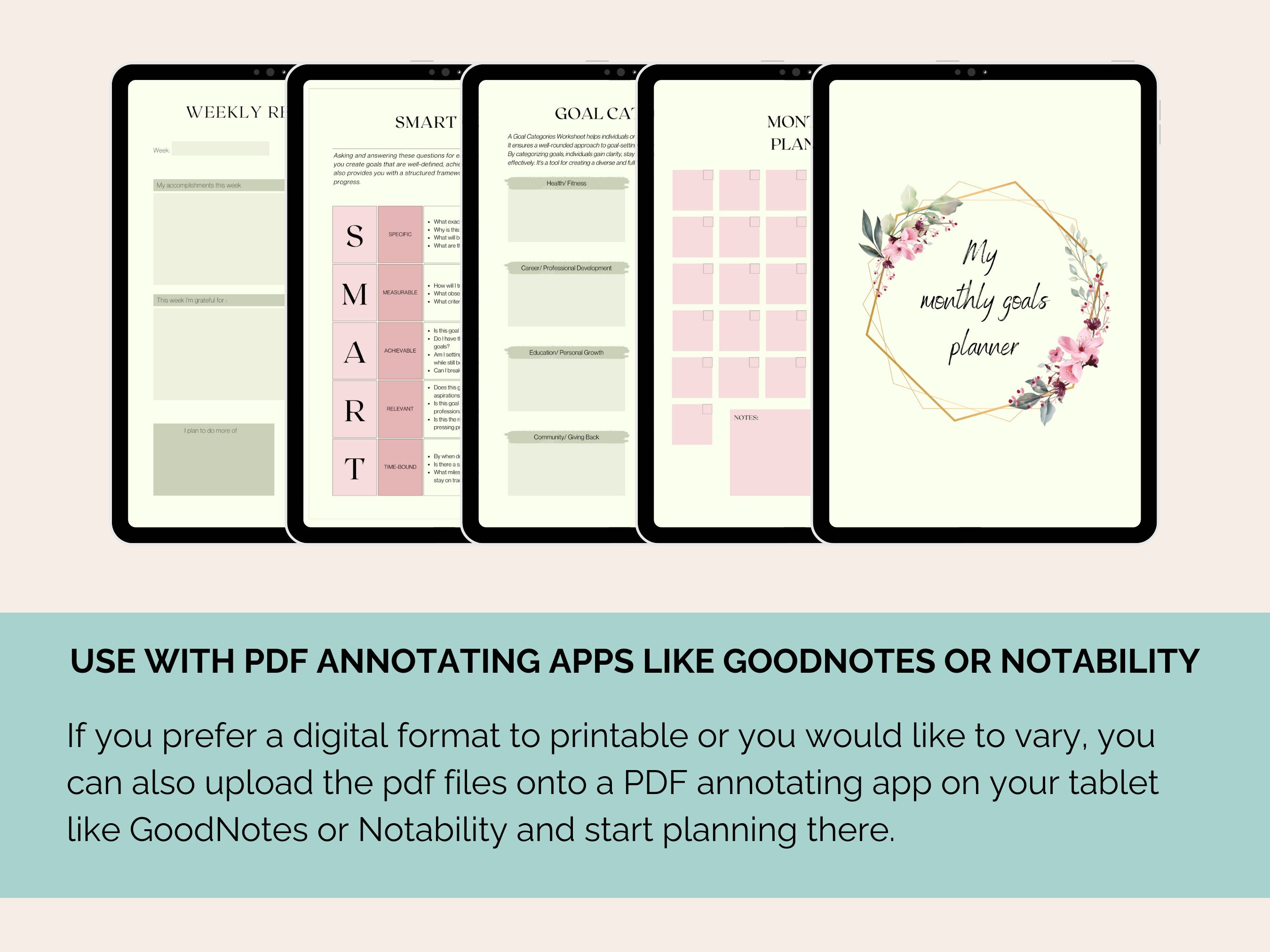 The Ultimate Goals Bundle, Smart Goals Planner, Life Goals Printable ...