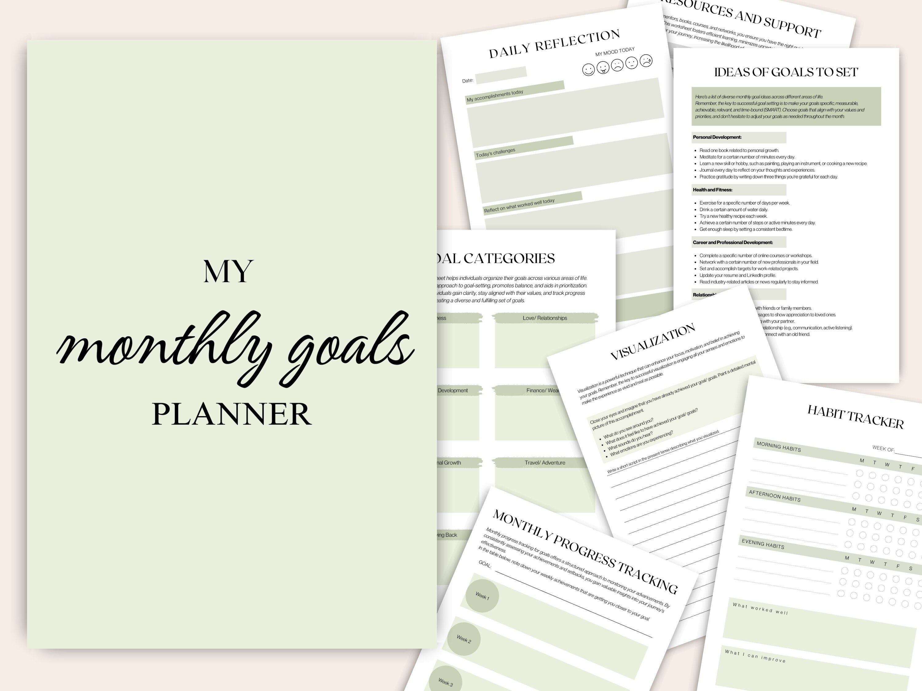 All-in-one Goal Setting Worksheets Bundle, Printable Goal Planner ...