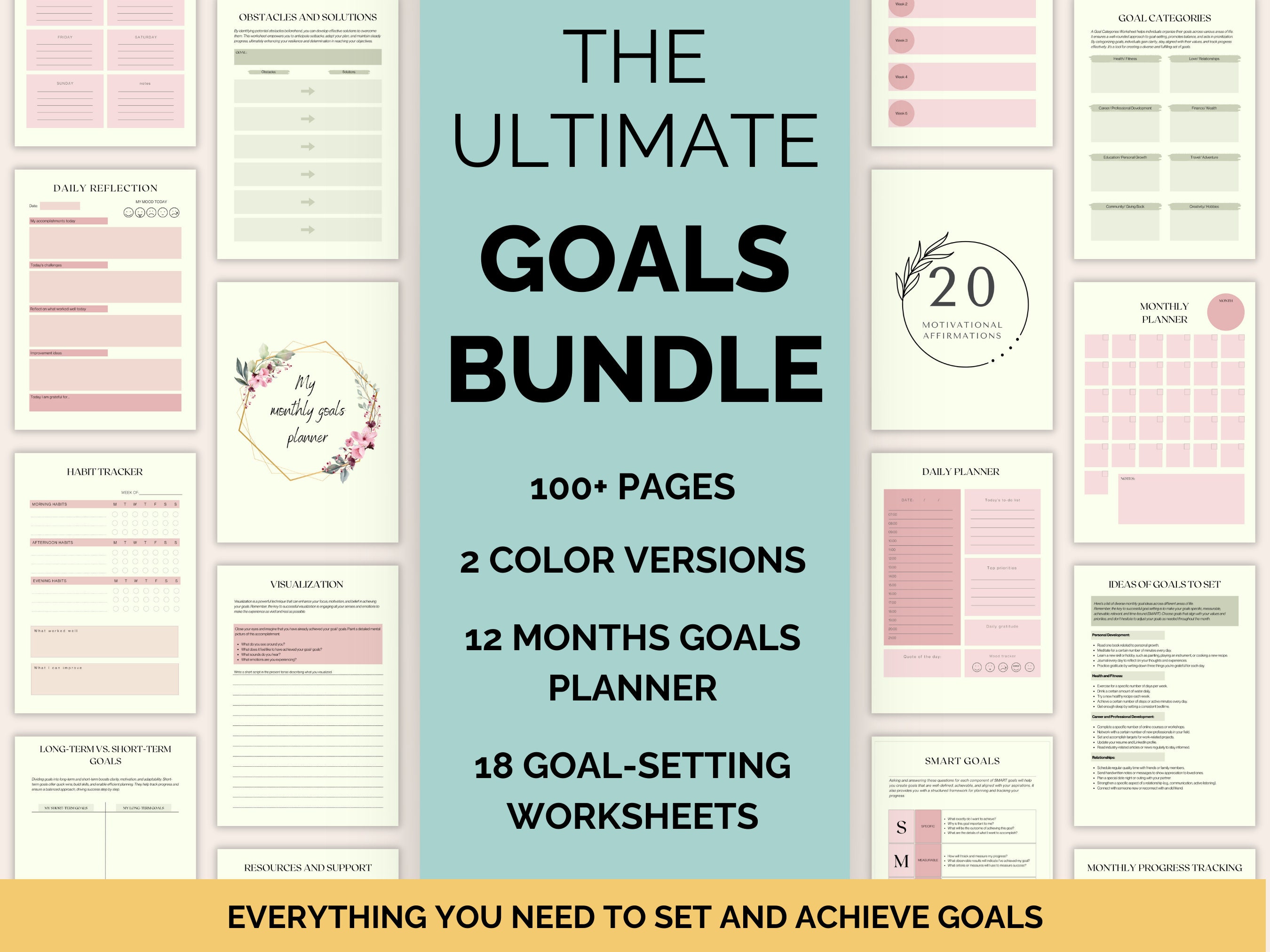 The Ultimate Goals Bundle, Smart Goals Planner, Life Goals Printable ...