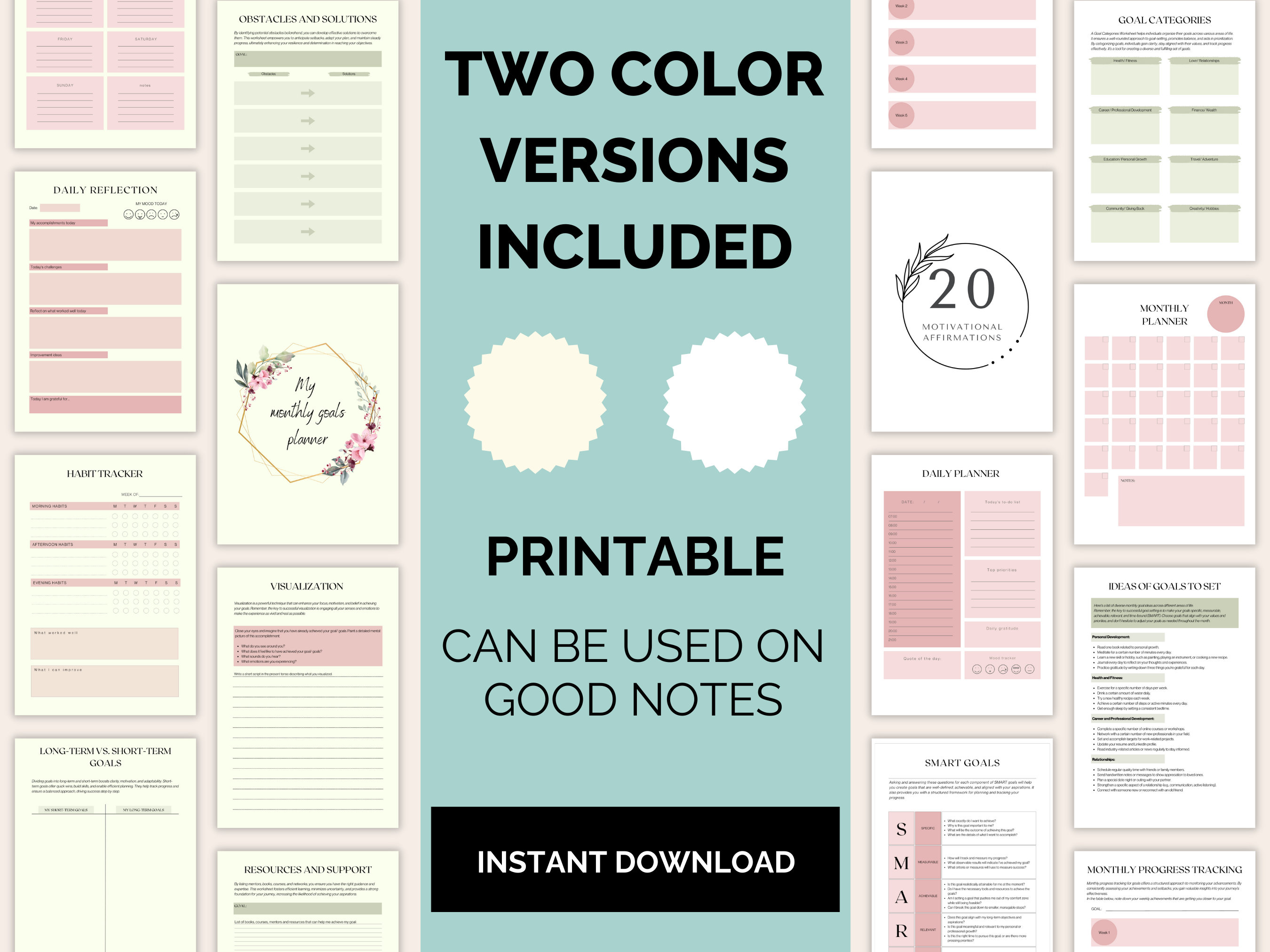 The Ultimate Goals Bundle, Smart Goals Planner, Life Goals Printable ...