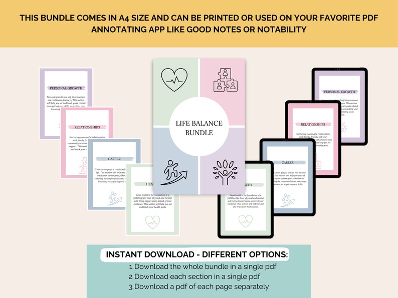 Printable Life Goal Planner Bundle, Smart Goal Setting Planner, Life ...