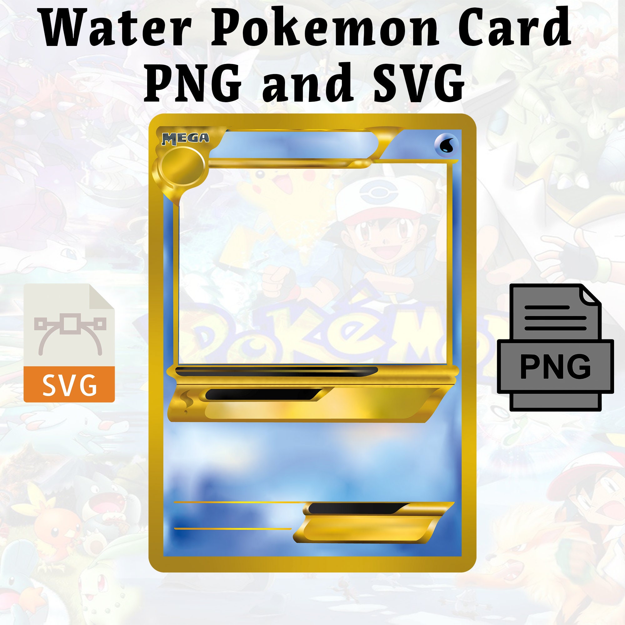 Water Pokemon Card Template - Customizable SVG & PNG for Birthday ...