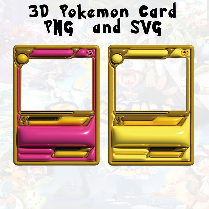 Buy 3D Pokemon Card Templates in PNG and SVG for Custom Gifts and Decor ...