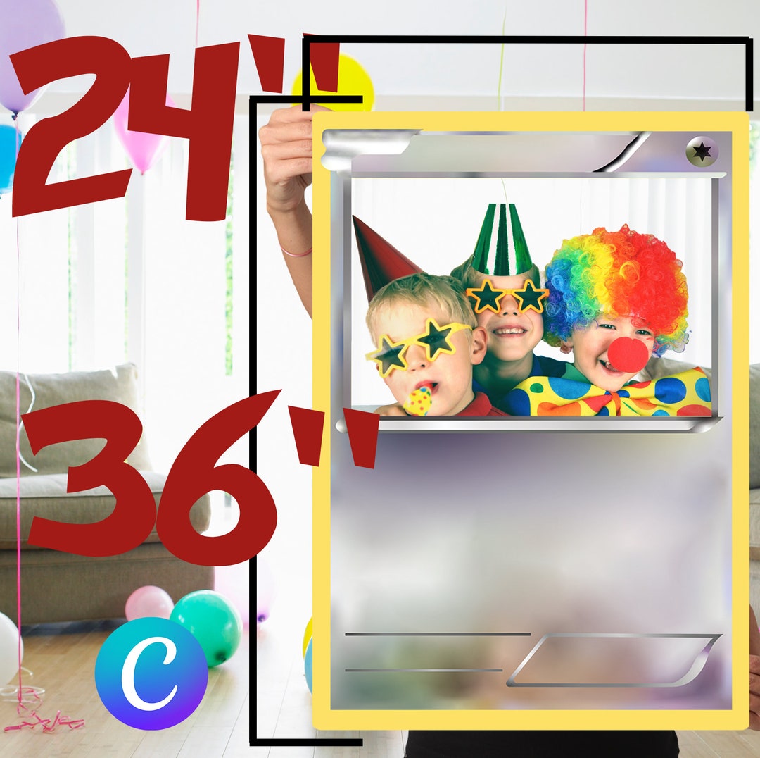Pokemon Birthday Photo Prop Frame - 24x36 Editable Canva Template, PNG ...