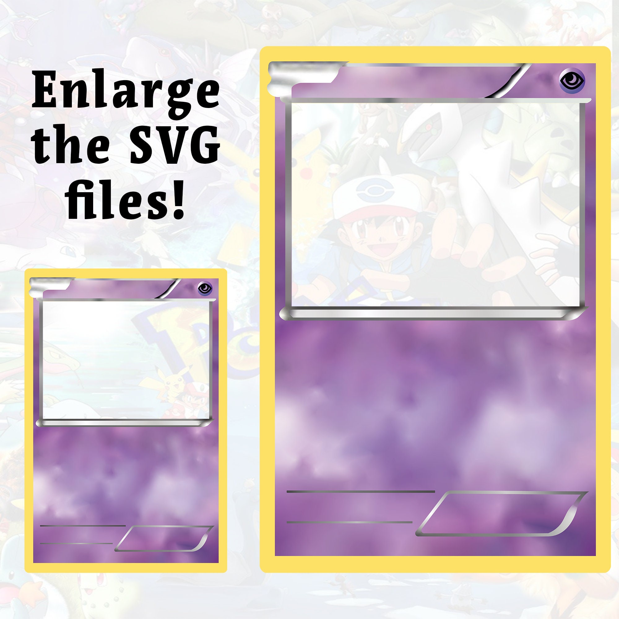 Custom Pokemon Card Templates SVG, Birthday Party Decor Printable PDF ...