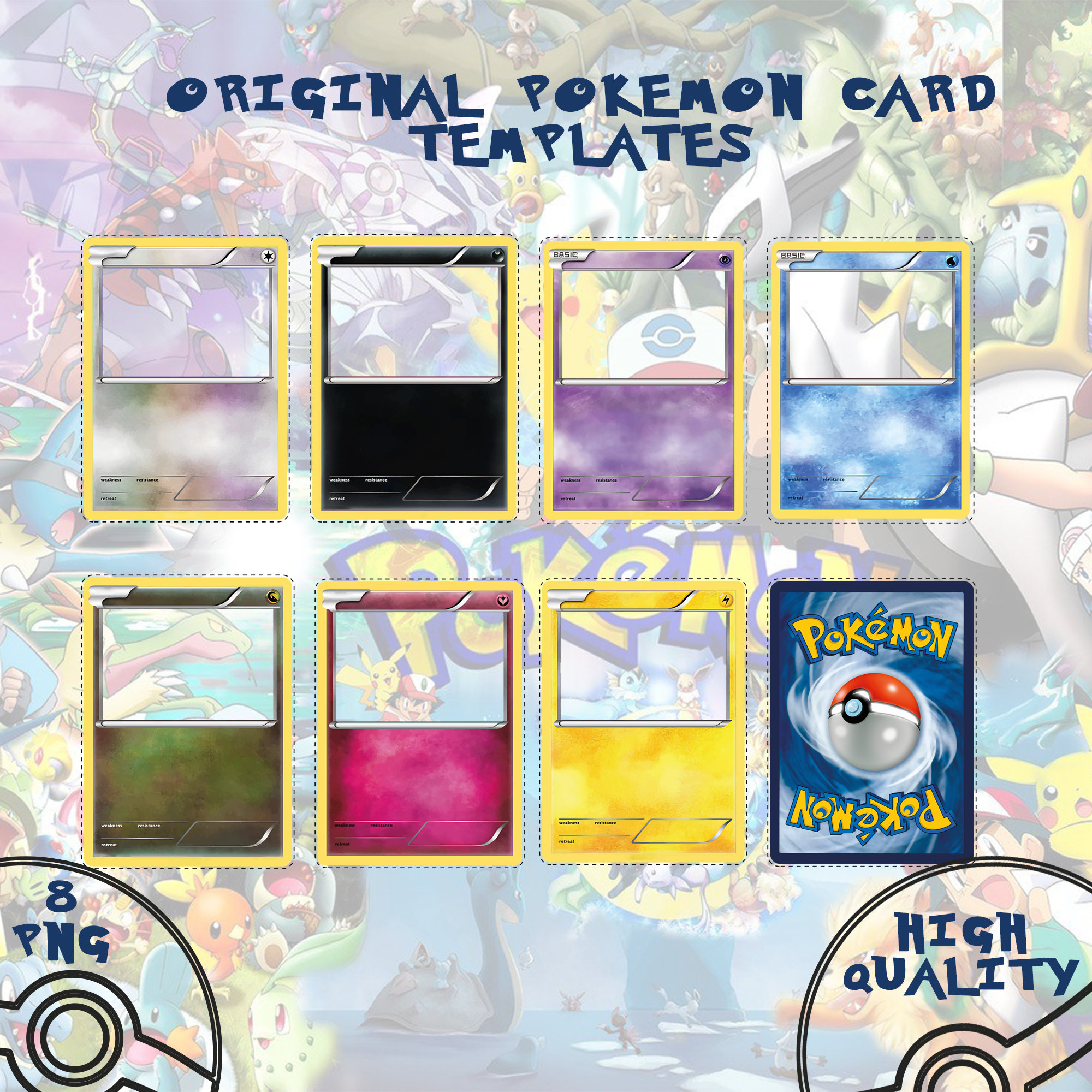 Custom Pokemon Card Templates - Digital PNG Pack for Kids & Pets - DIY ...