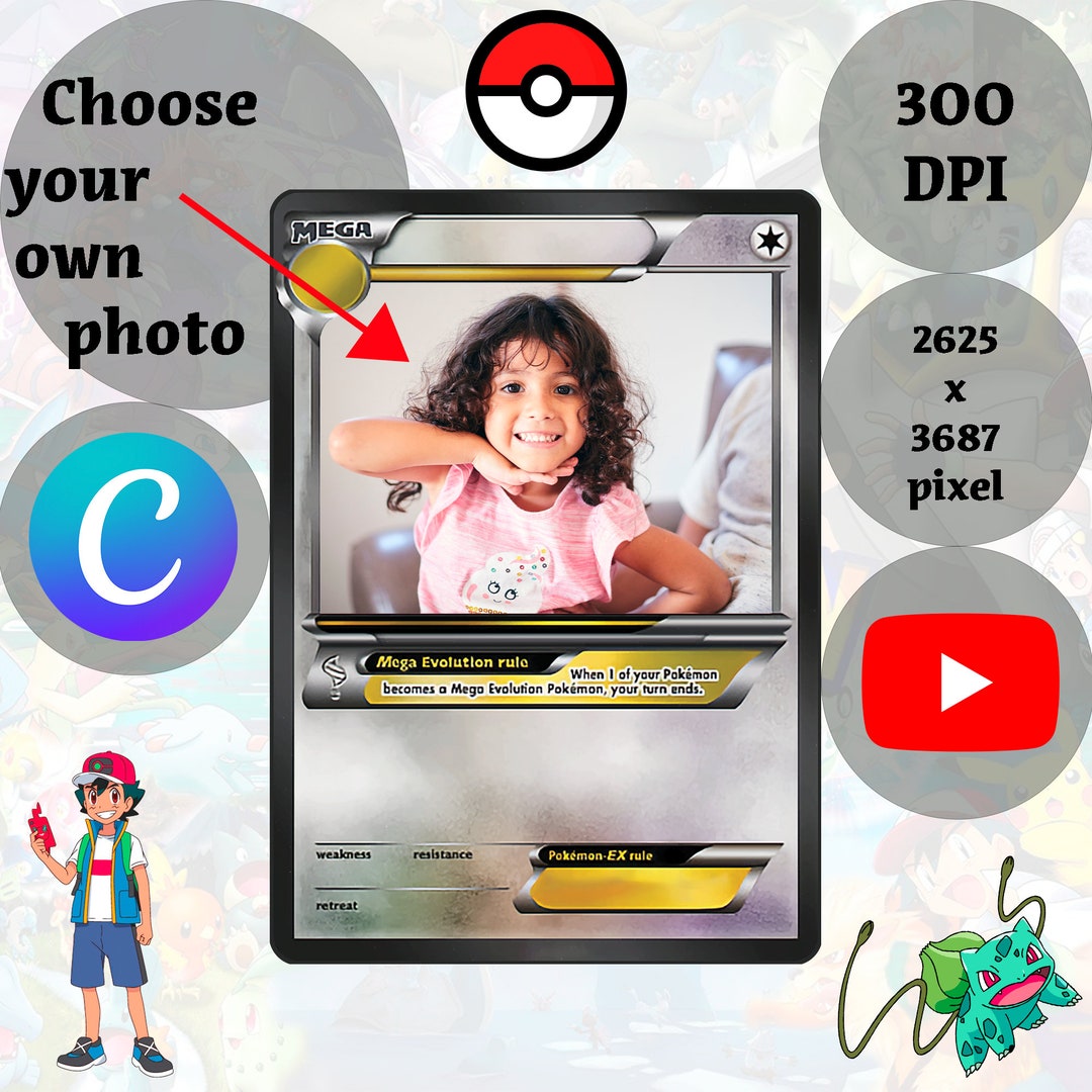 Customizable Black Mega Original Pokemon Card With Canva - Etsy