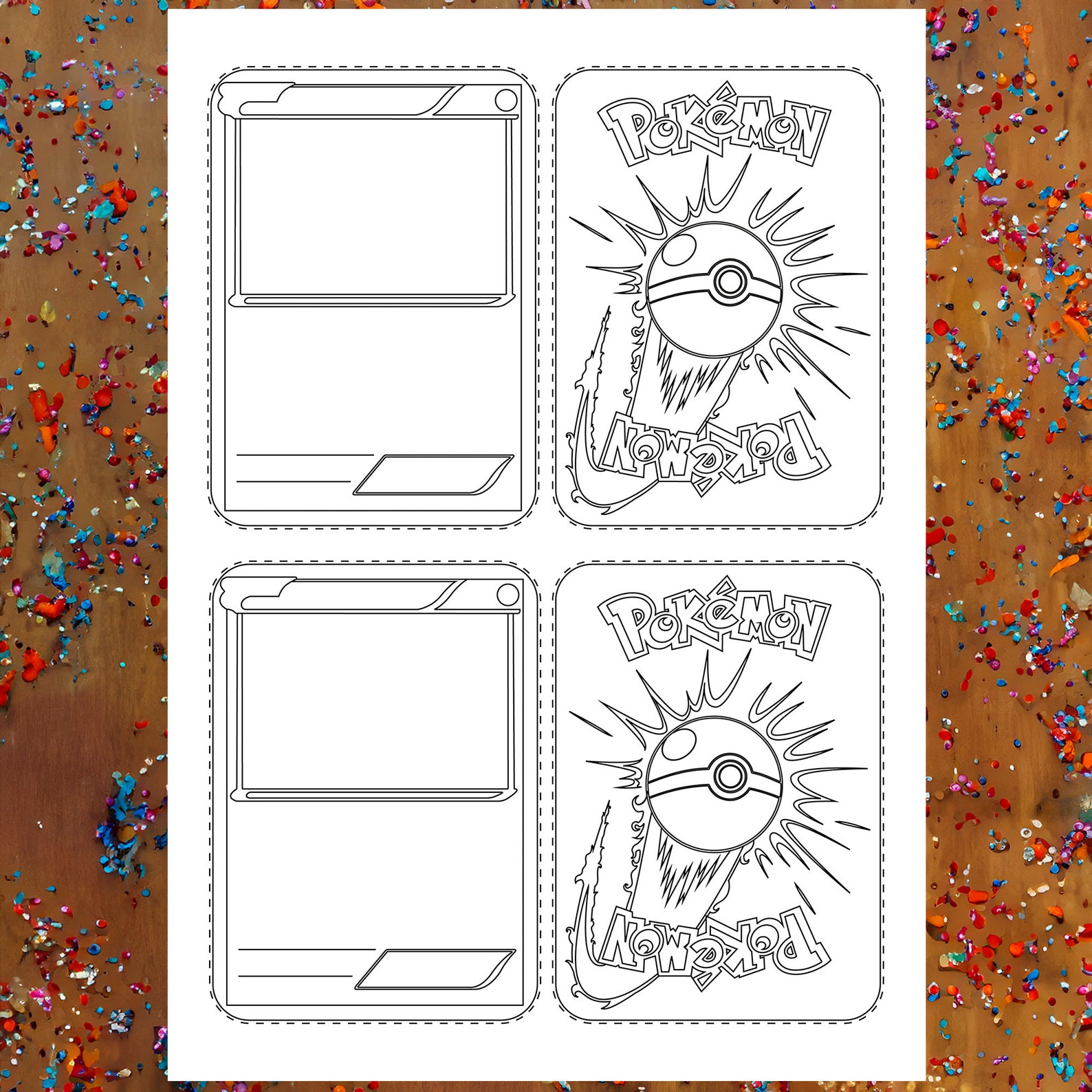 Pokemon Card Coloring Page - Printable Crafts & Party Activities - PDF ...