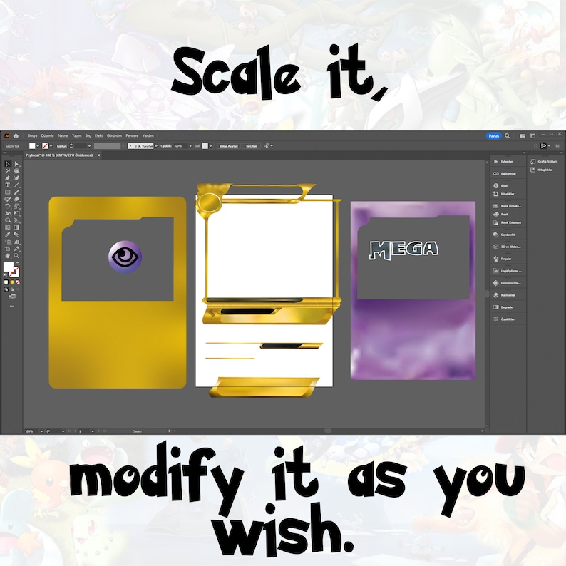 Mega Psychic Pokemon Card Design Kit - PNG & SVG Templates for Custom ...