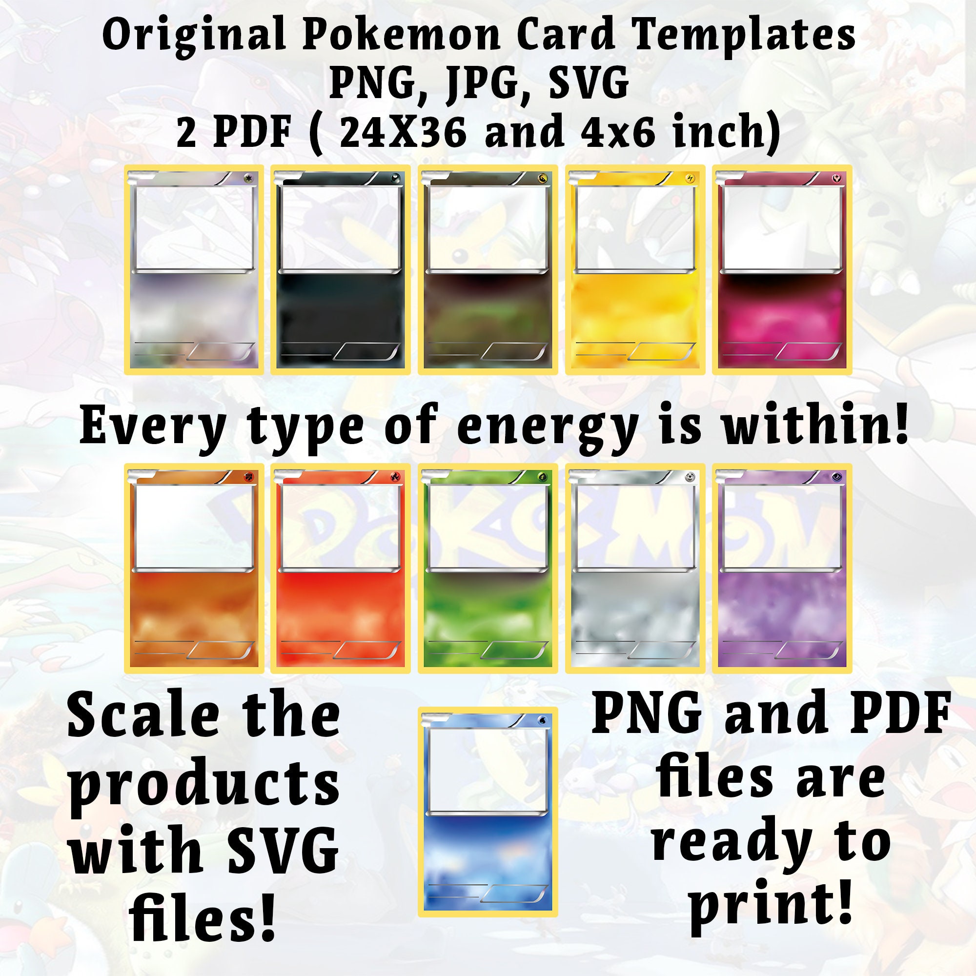 Custom Pokemon Card Templates SVG, Birthday Party Decor Printable PDF ...