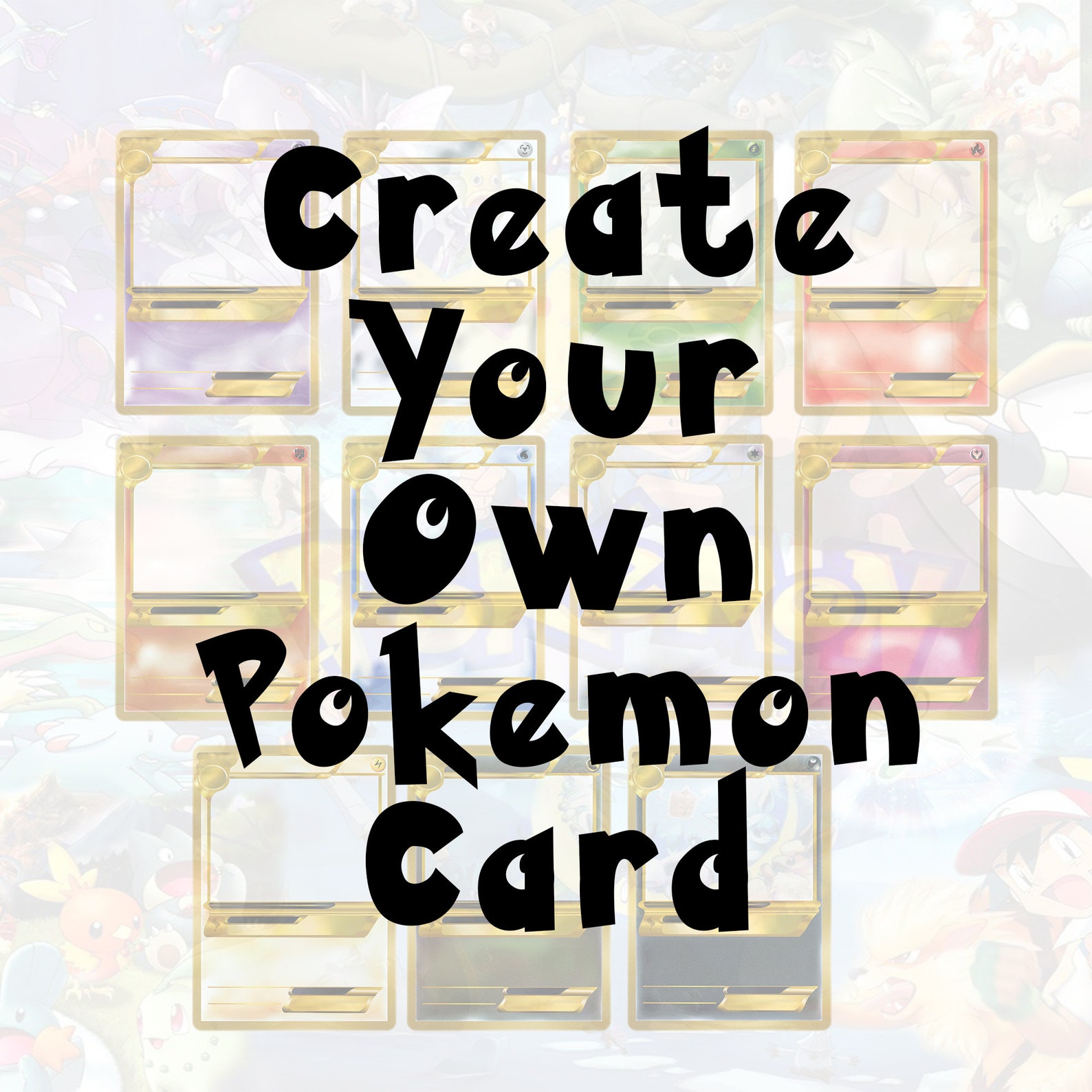 Customizable Pokemon Card Templates Pack Distressed Design, Digital ...