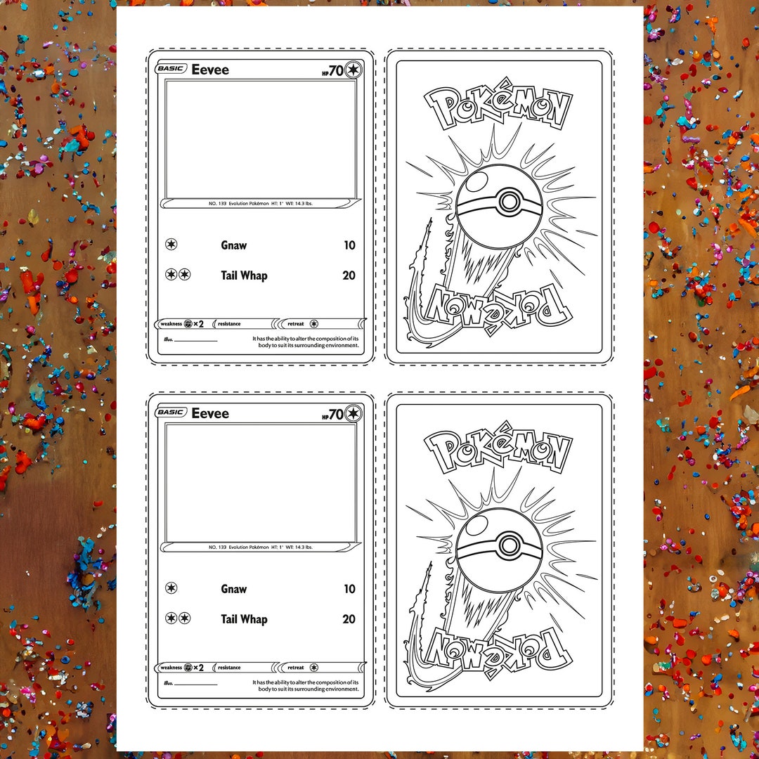 Create Your Own Eevee Pokemon Card: Personalized Coloring Kit - Etsy