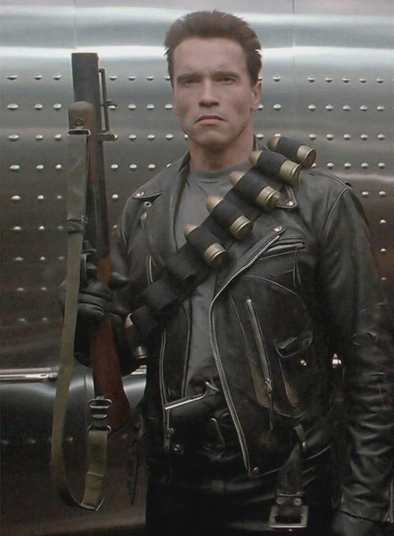 Terminator 2 Arnold Schwarzenegger Black Leather Suit Jacket/pant ...