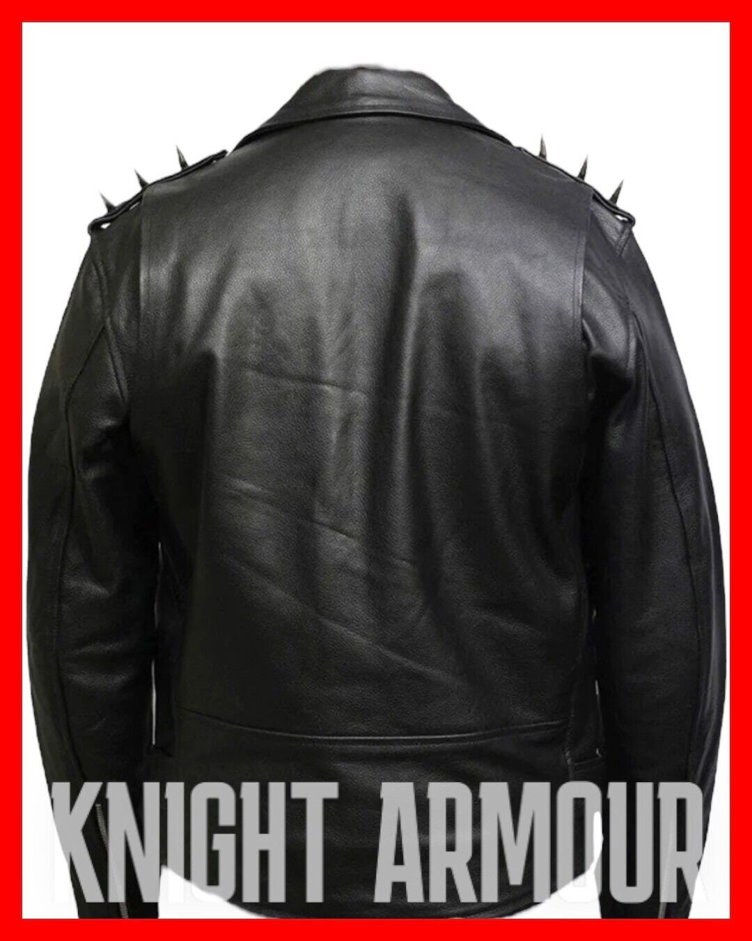 100% Cow Leather Black Ghost Rider Brando Cage Biker Rock Spike Style ...