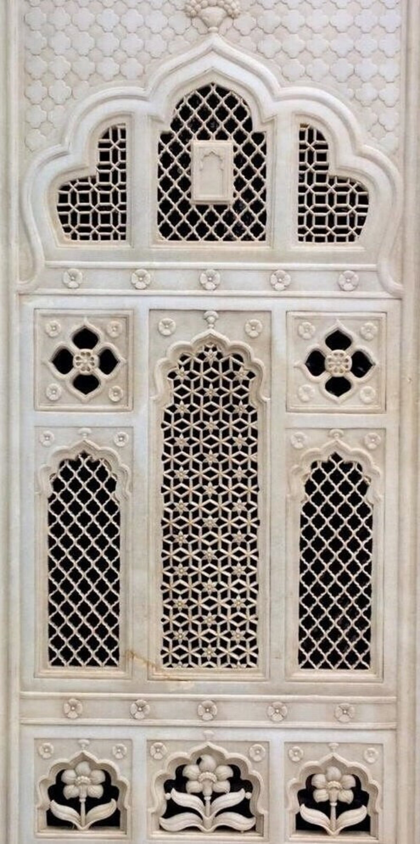 Mughal Wall Art, Carved Floral Jaali, Full Size Marble Wall Panel ...
