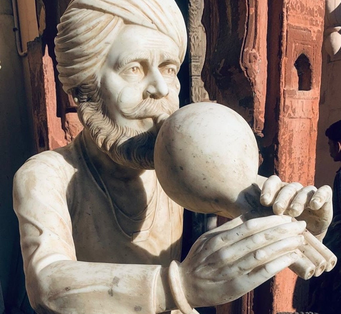 Marble Indian Snake Charmer Statue, Sapera, Decorative Showpiece, Hand ...