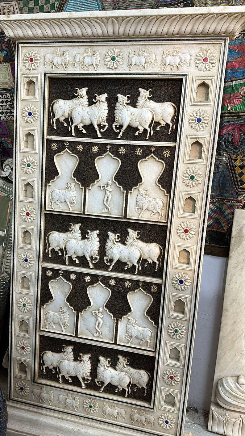 Vintage Inspired Art, Designer Cow Panel, Indian Marble Panel, Bohemian ...