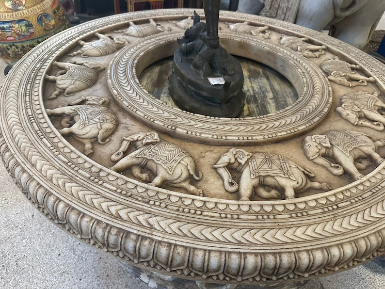 Elephant Designed Carved Coffee Table, Marble Vintage Table, Marble ...