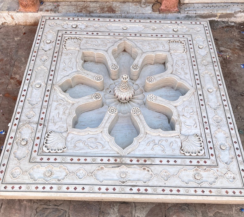 Large 100% Natural Stone Art, Marble Mughal Fountain, Handcrafted ...