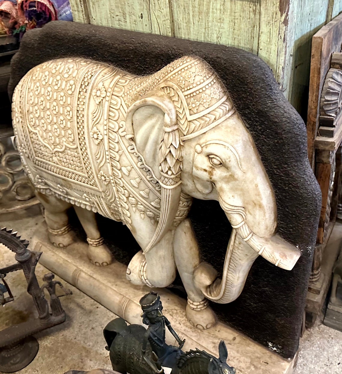 Vintage Elephant Panel, Marble Wall Décor, Collectible Art, Decorative ...