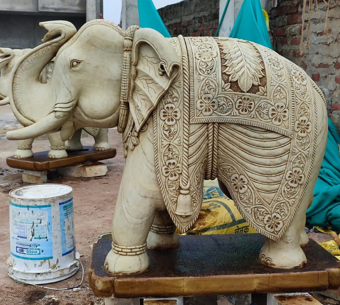 Good Luck Sculpture, Vintage Trunk up Elephant Statue, Handcrafted ...