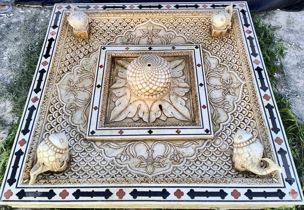 Marble Fish Fountain, Luxury Carved Sprinkler Fountain, Garden Decor ...