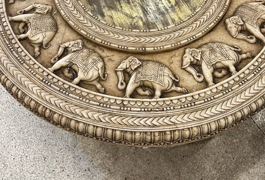 Elephant Designed Carved Coffee Table, Marble Vintage Table, Marble ...