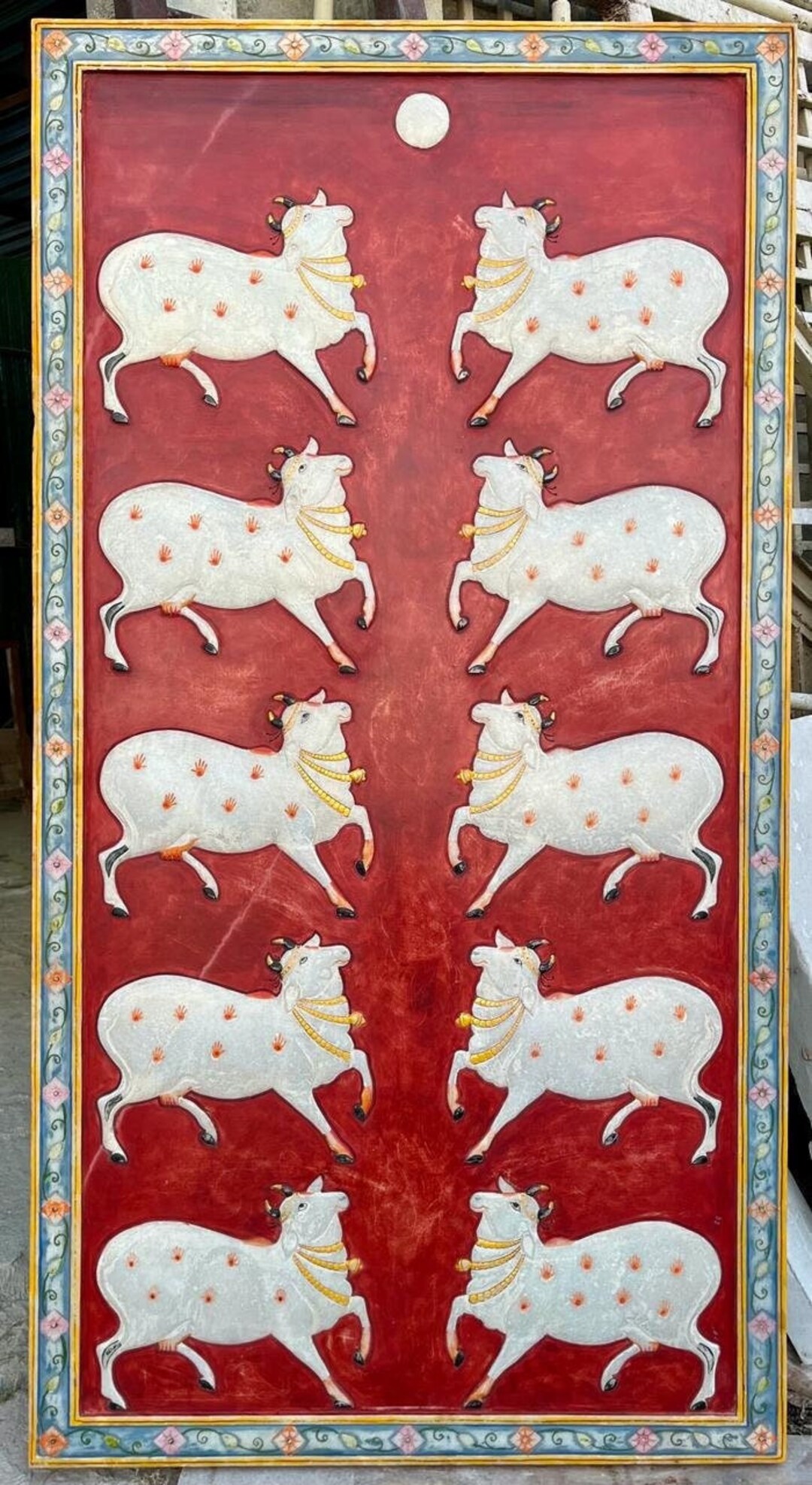 Designer Cow Panel, Indian Marble Panel, Vintage Inspired Art, Bohemian ...