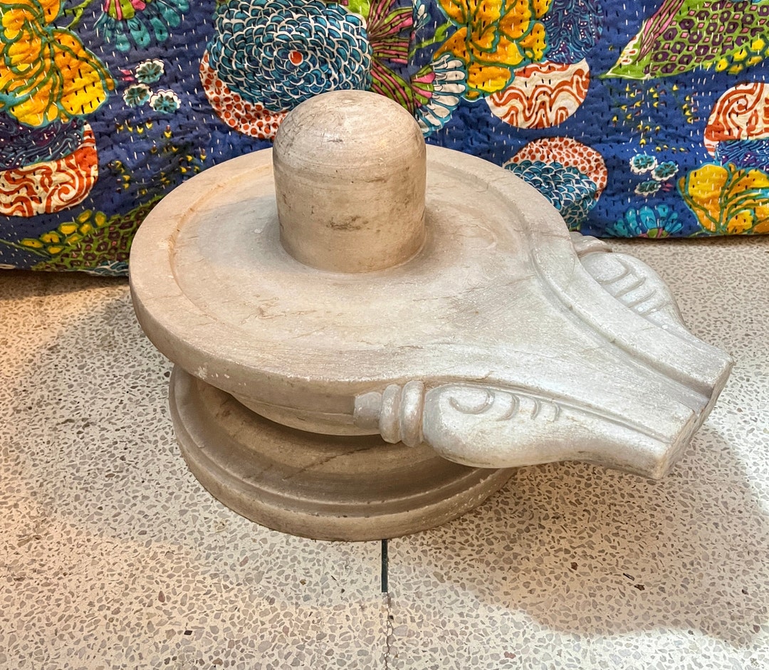 White Carved Marble Shivling Statue, Handcrafted Shiva Lingam, God ...
