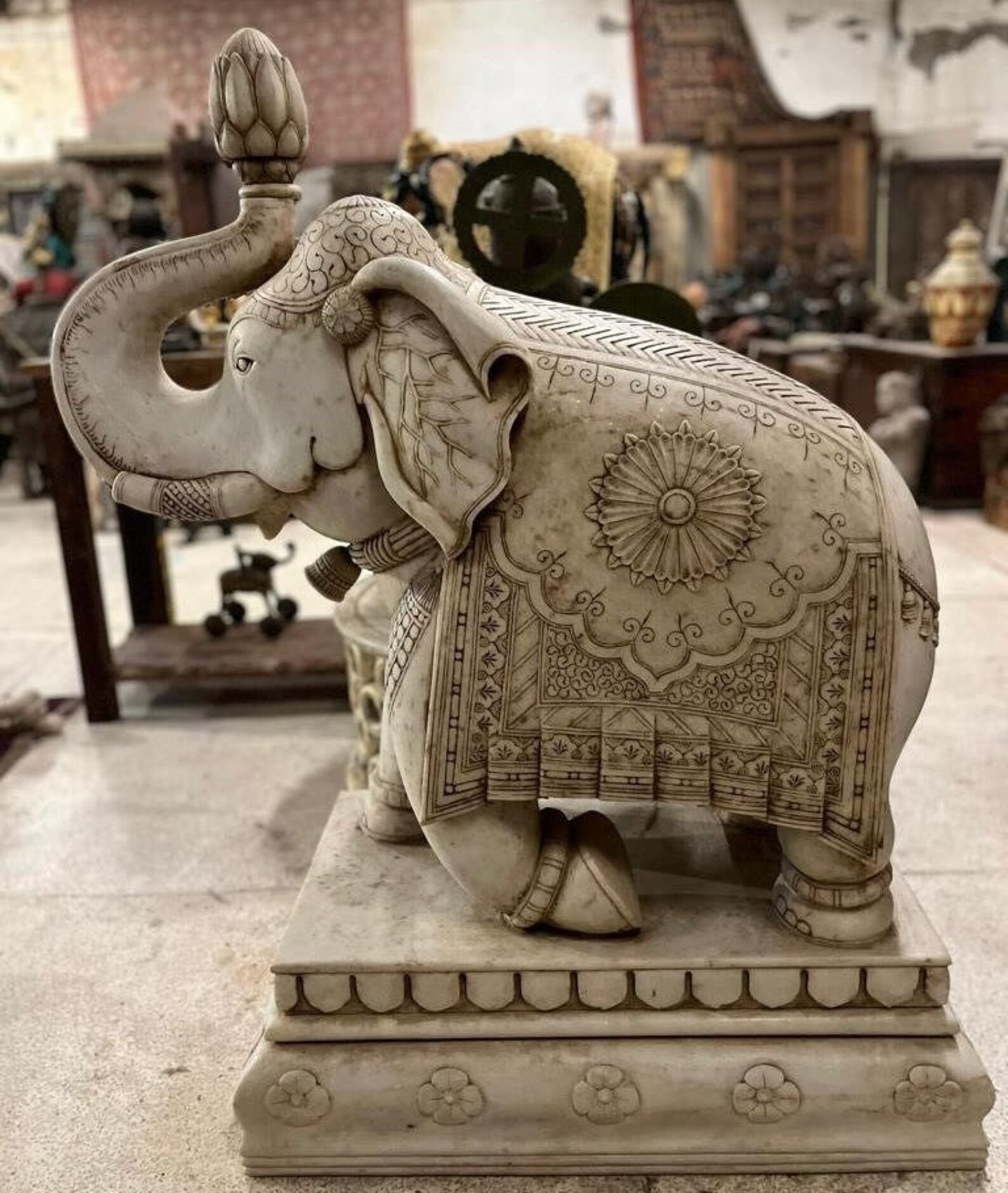Vintage Trunk up Elephant Statue, Good Luck Sculpture, Handcrafted ...