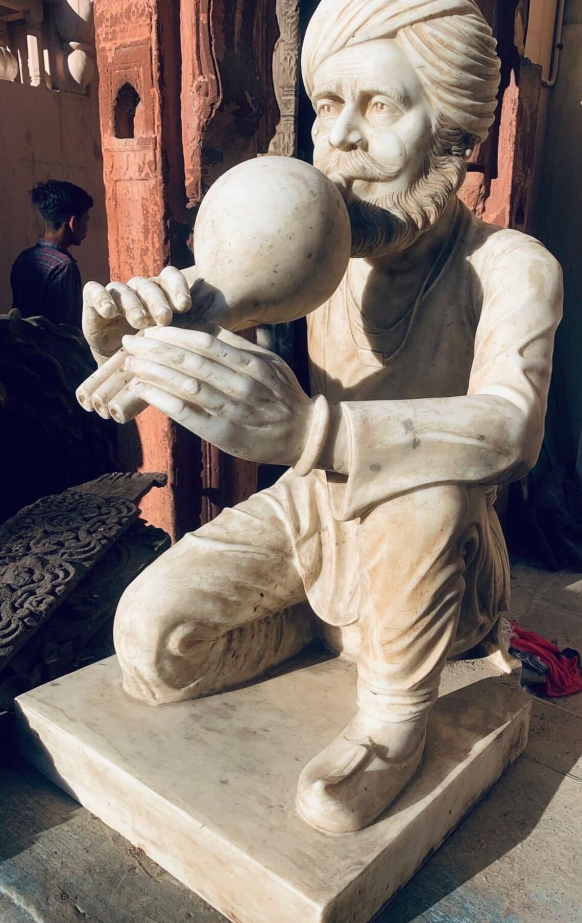 Marble Indian Snake Charmer Statue, Sapera, Decorative Showpiece, Hand ...