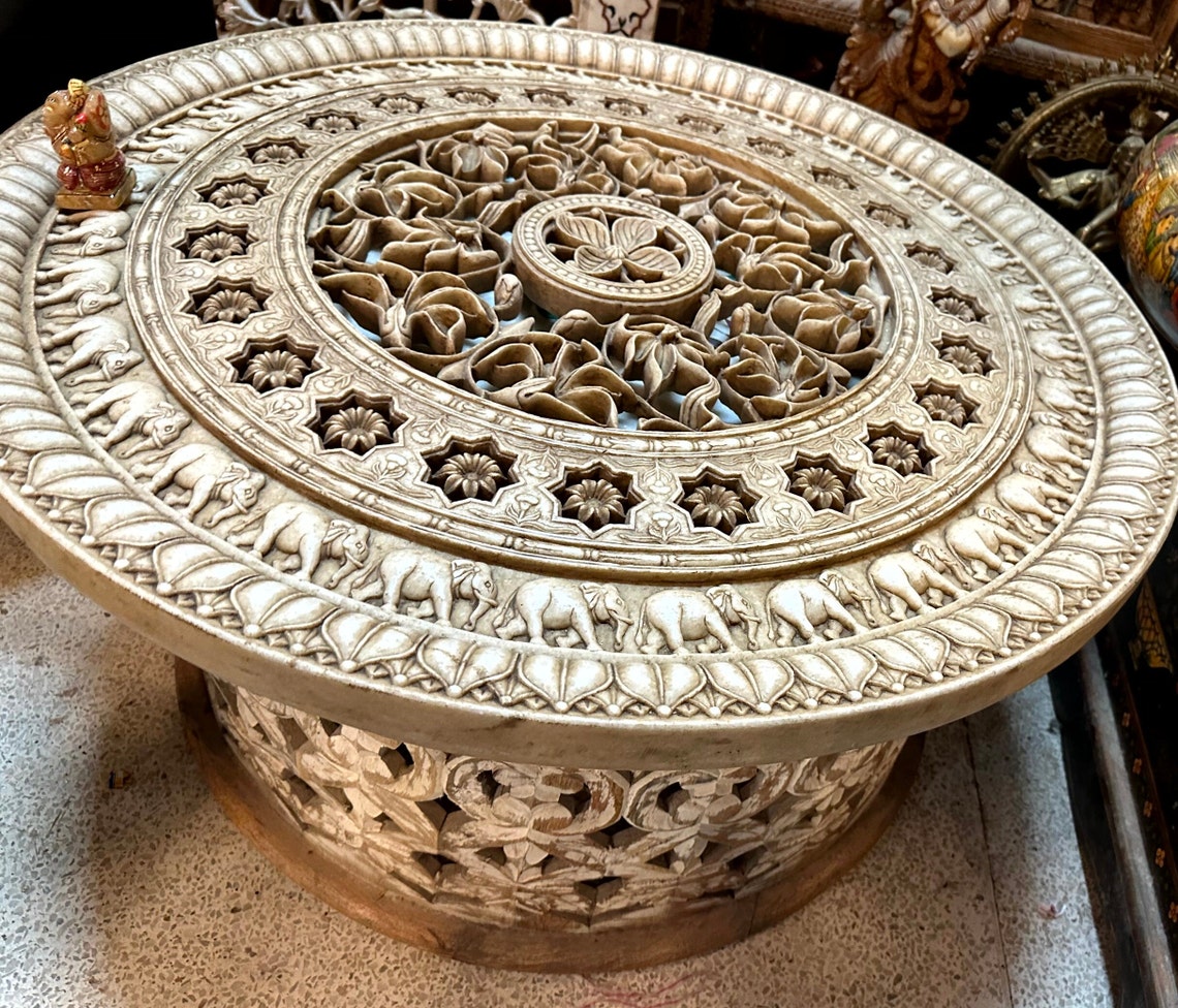 Vintage Marble Table, Marble Centerpiece, Mughal Art, Luxury Dining ...