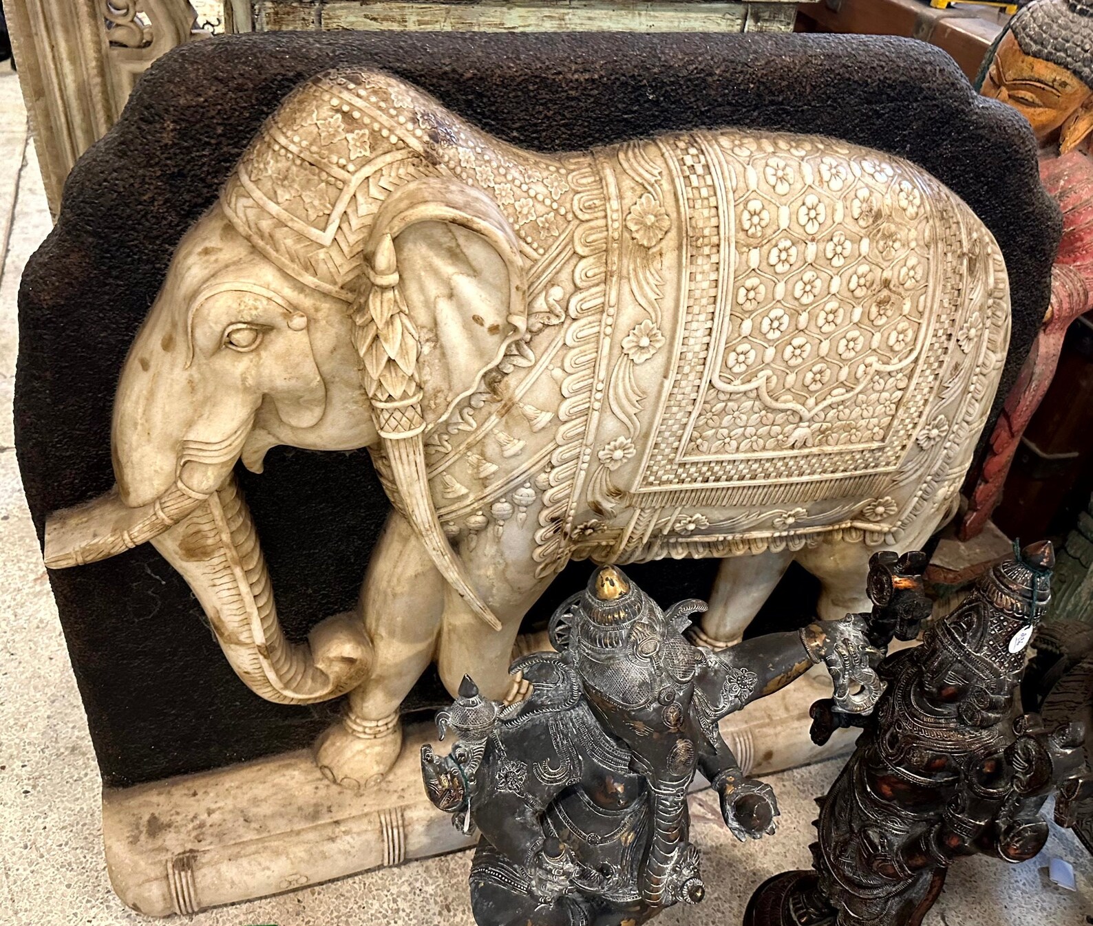 Vintage Elephant Panel, Marble Wall Décor, Collectible Art, Decorative ...