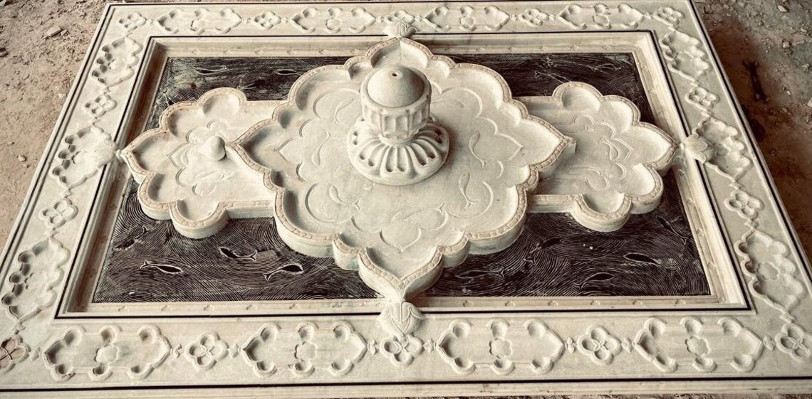 Black Inlay Inbuilt Water Tank Fountain, Carving Marble Fountains ...