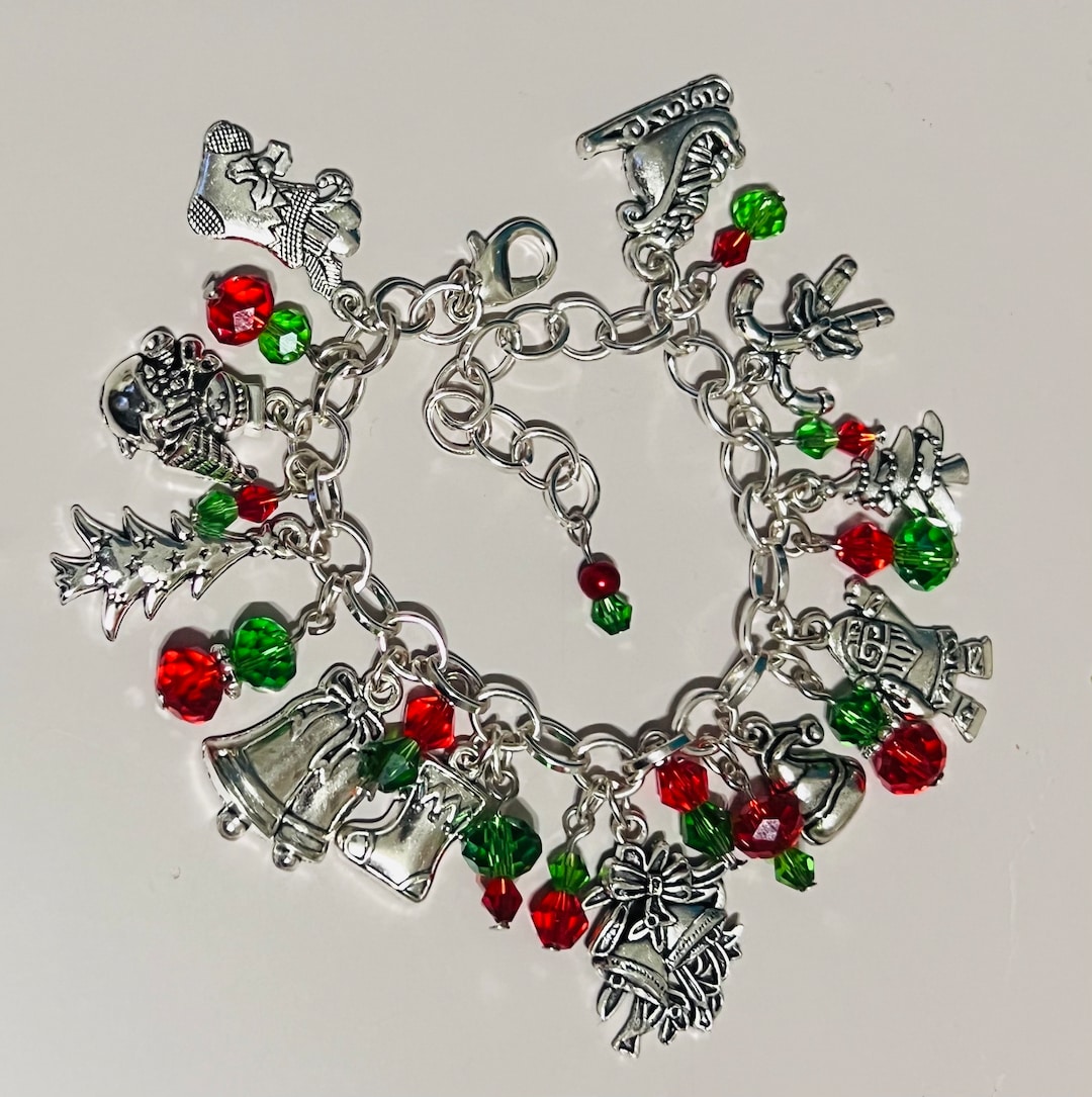 Handmade Christmas Charm Bracelet Christmas Jewelry Holiday Bracelet ...
