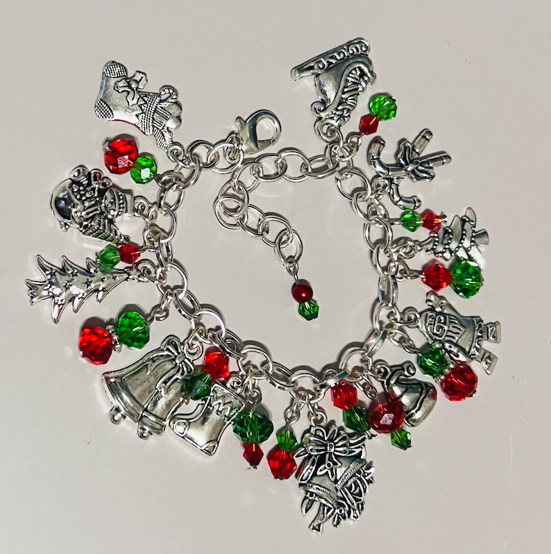 Handmade Christmas Charm Bracelet Christmas Jewelry Holiday Bracelet ...