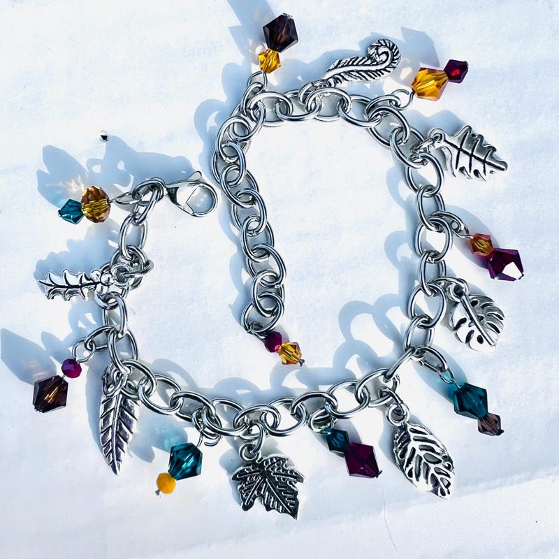 Leaf Charm Bracelet - Etsy