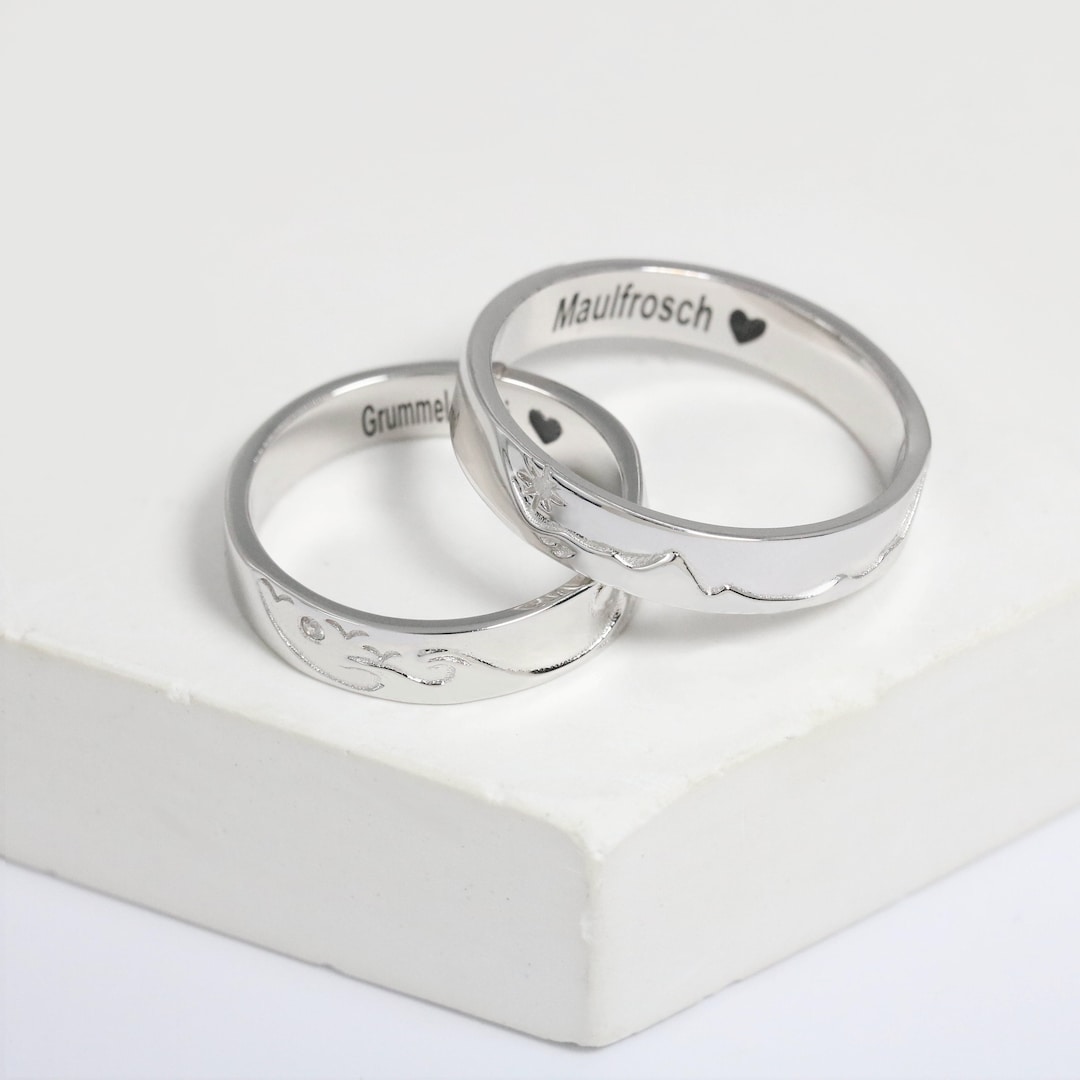 Mountain Ocean Couple Rings,matching Promise Ring,best Friends Ring ...