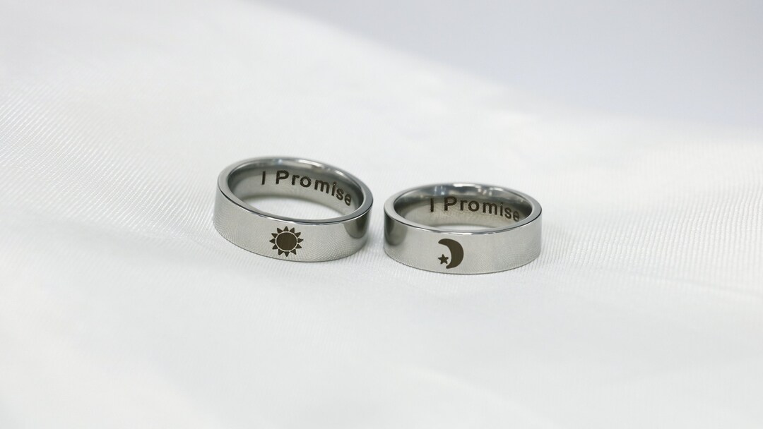 Moon and Sun Couple Rings,promise Ring for Couple,custom Engraved Ring ...