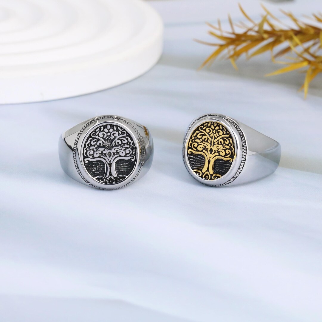 Tree of Life Men Ring,vintage Family Tree Ring,tree Life Signet Ring ...