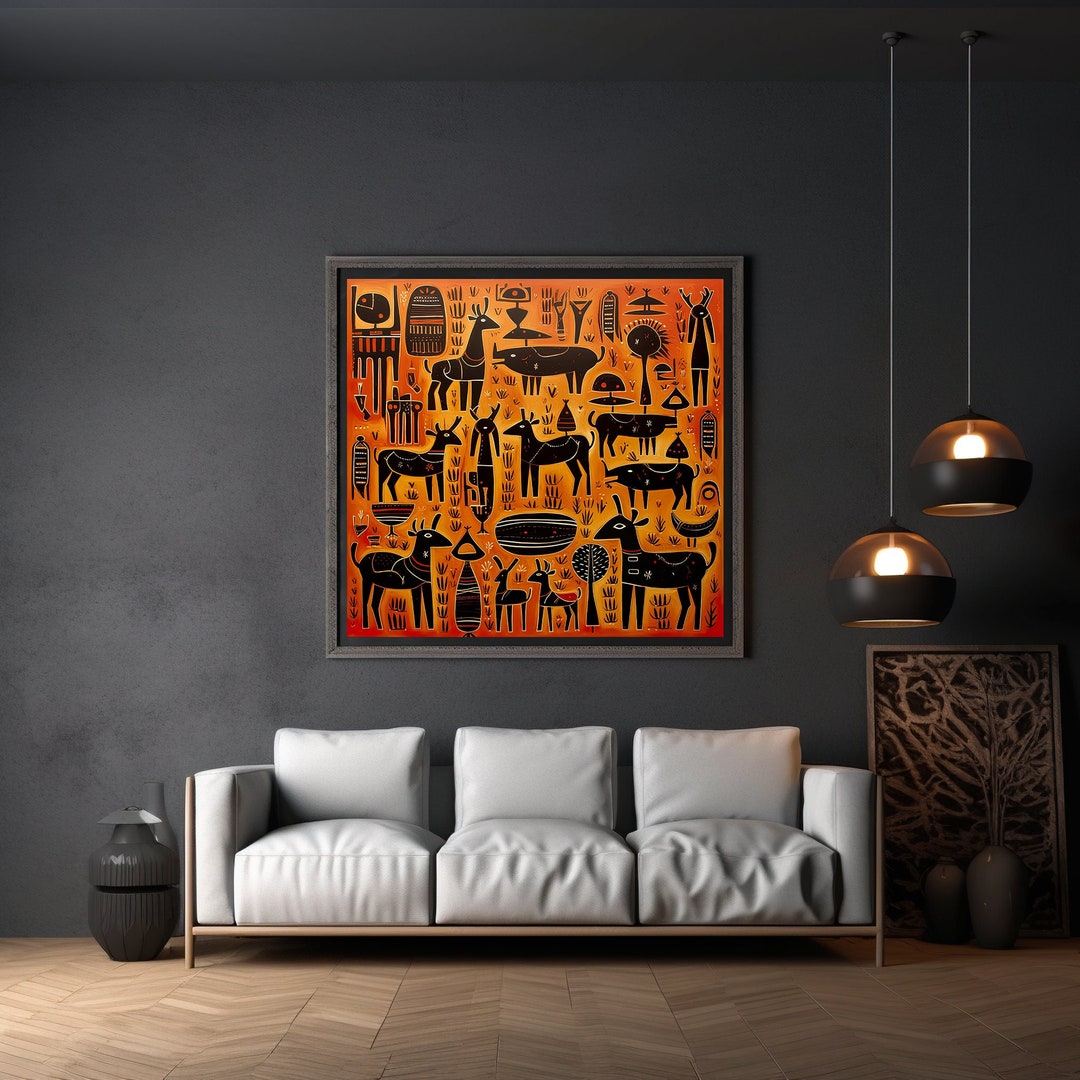 African Tribal Wall Art Mural Artwork Digital Artwork for - Etsy