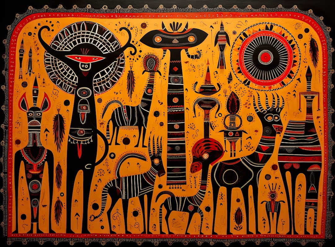 African Tribal Wall Art Mural Artwork Digital Artwork for - Etsy