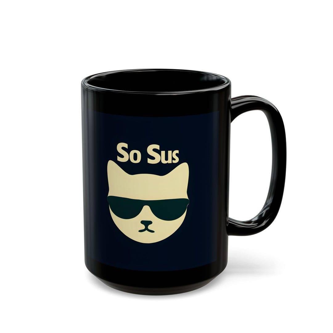 So Sus Black Hipster Cat Fun Black Mug 11oz, 15oz - Etsy