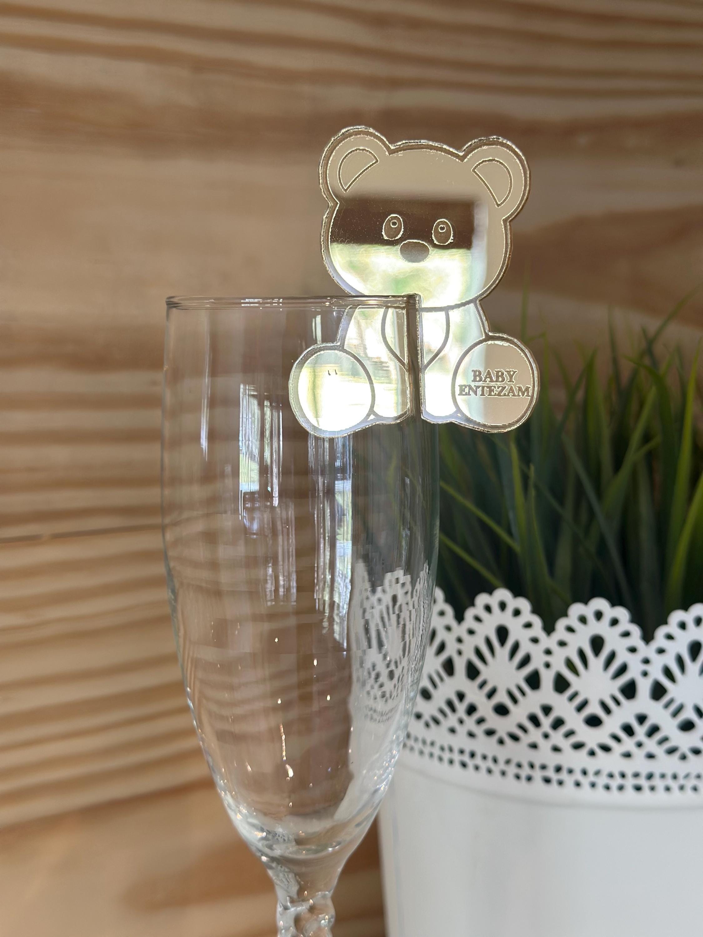 Engraved Teddy Bear Drink Tag Custom Baby Shower Decor Personalized ...
