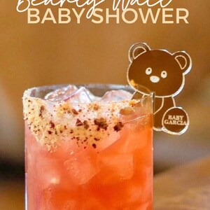 Engraved Teddy Bear Drink Tag Custom Baby Shower Decor Personalized ...