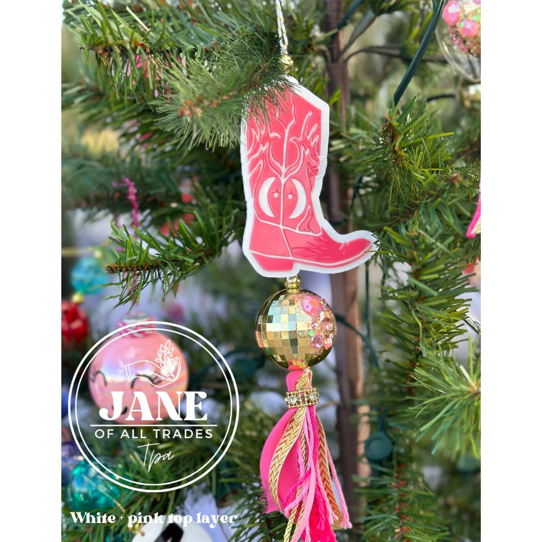 Disco Cowgirl Ornament Cowgirl Boot Christmas Ornament Disco Ball ...