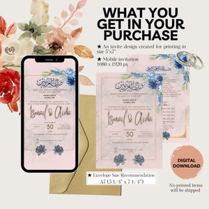 Editable Muslim Wedding Invitation Template Mobile Invitation Printable ...