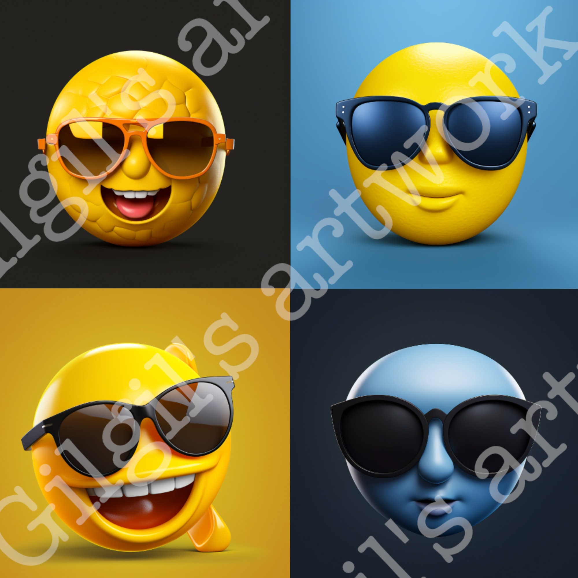 COOL EMOJI Design Pack|4 Psd and Png Files, With Their Transparent ...